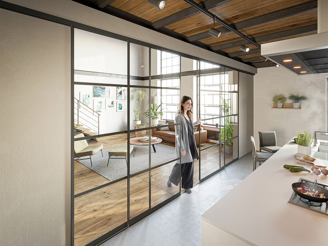 Kamerindeling in eigen huis met verplaatsbare glazen wanden