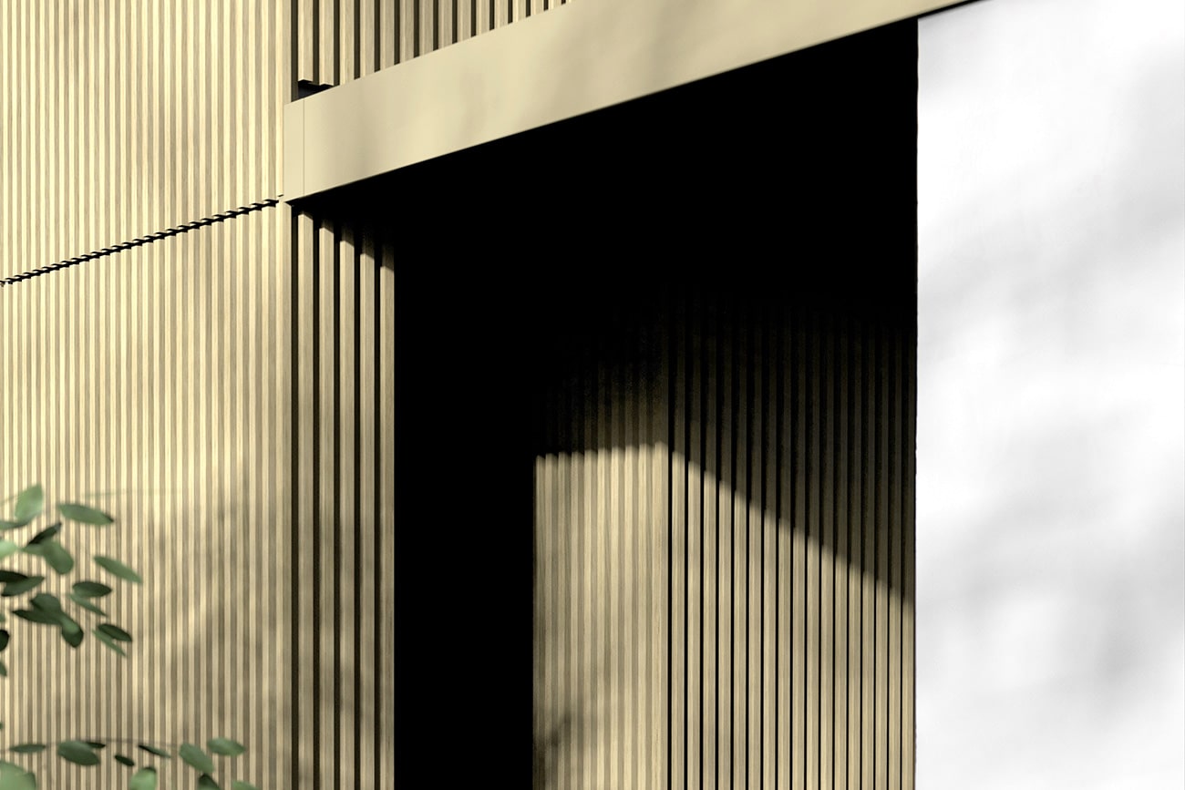 Aluminium gevelbekleding met de uitstraling van hout